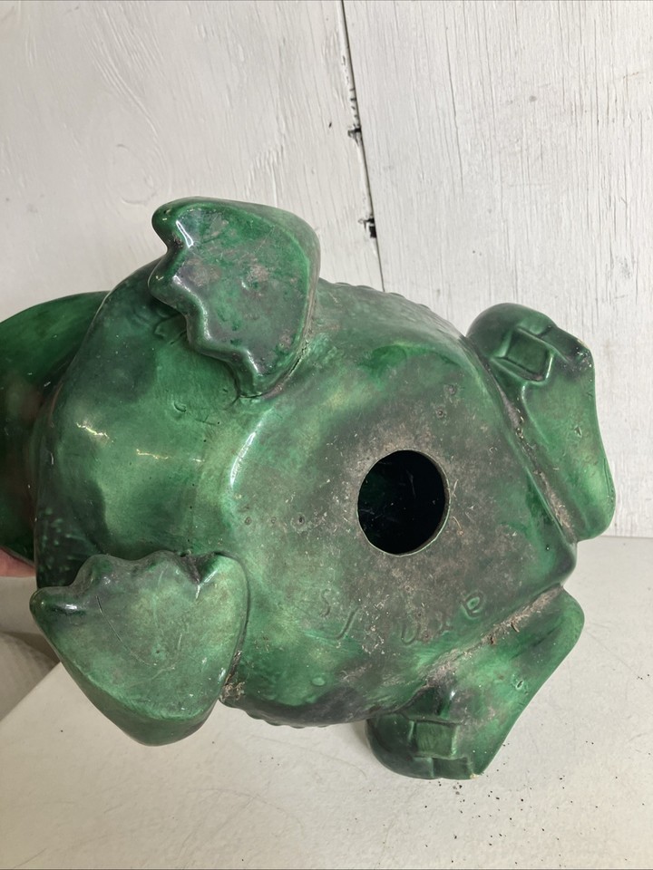 Vintage ARNELS Dark Green Large Ceramic Pottery Garden Decor FROG ...