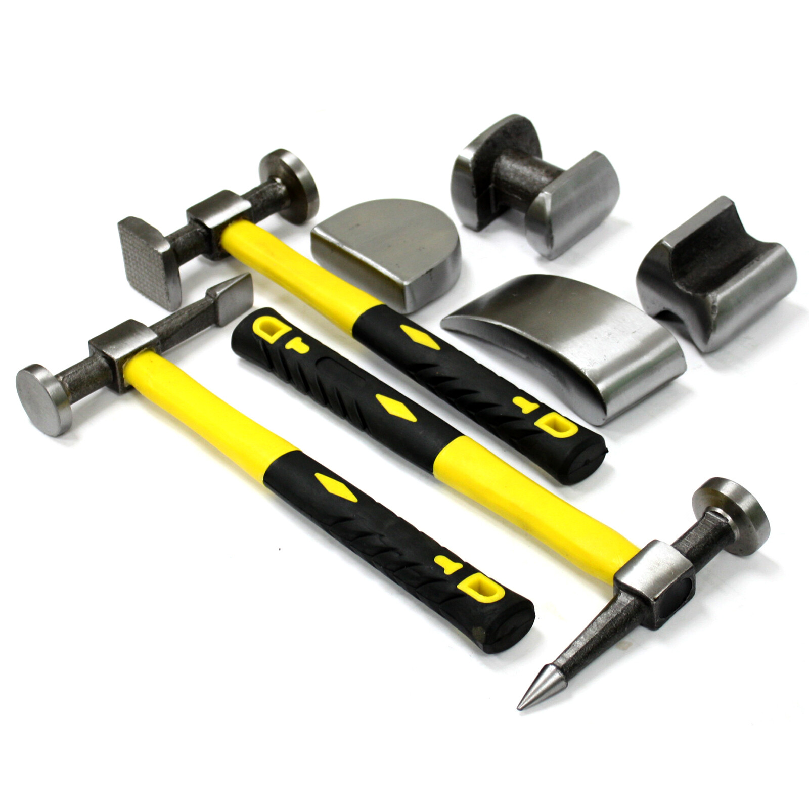 7pc Heavy Duty Drop Forged Hammer & Dolly Tool Kit for Fender Auto Body ...
