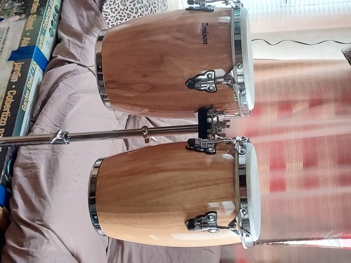 Conga Drum Set Natural Color 9 and 10 Inch Heads Includes Stand for ...