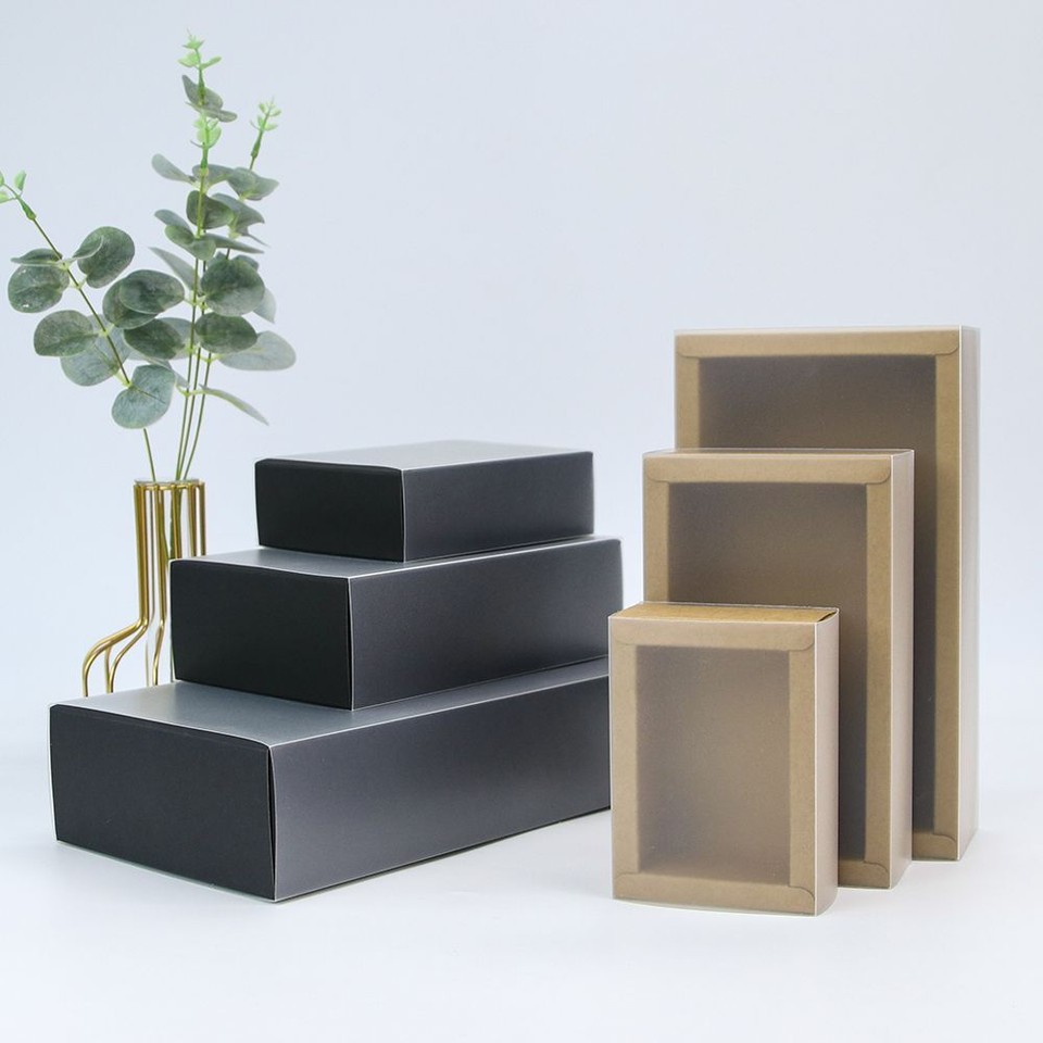 5/10pcs Craft Paper Gift Box With PVC Transparent Window For Packaging ...