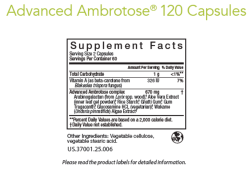 Mannatech Advanced Ambrotose 120 Capsules Better Cellular Health ...