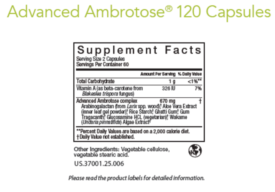 Mannatech Advanced Ambrotose 120 Capsules Better Cellular Health ...
