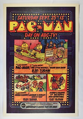 PAC-MAN LOBBY CARD & ABC SATURDAY MORNING CARTOONS, 1982 | eBay