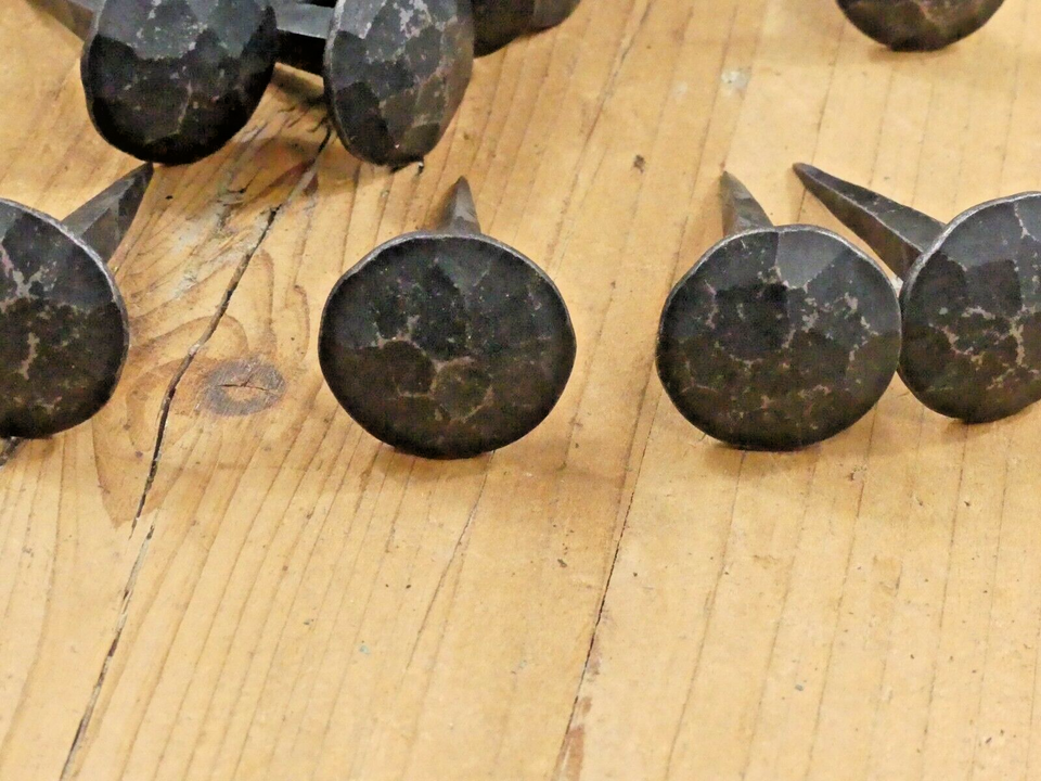 25 DECORATIVE NAILS CLAVOS HAND FORGED MEDIEVAL TACKS 1 1/8" BLACK ...