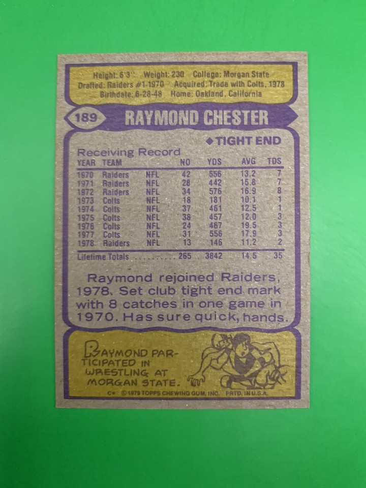 1979 Topps Raymond Chester Oakland Raiders #189 | eBay