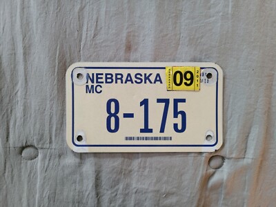 Sept 2011 NE Nebraska MOTORCYCLE License Plate - 8 175 | eBay