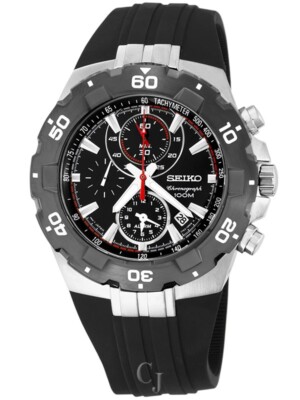 SEIKO SPORT ALARM CHRONOGRAPH BLACK DIAL WATCH SNAD61 | eBay