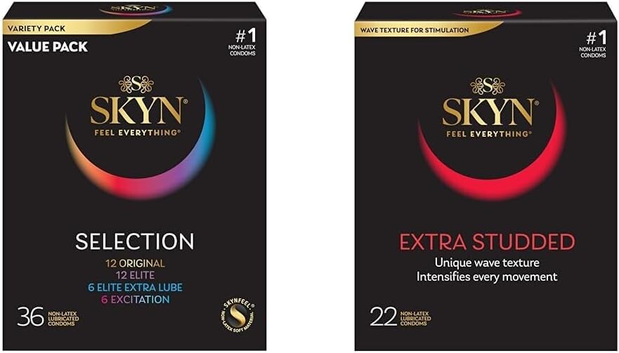 Premium Polyisoprene Condom Selection - Extra Studded & Ultra Thin, 58 ...