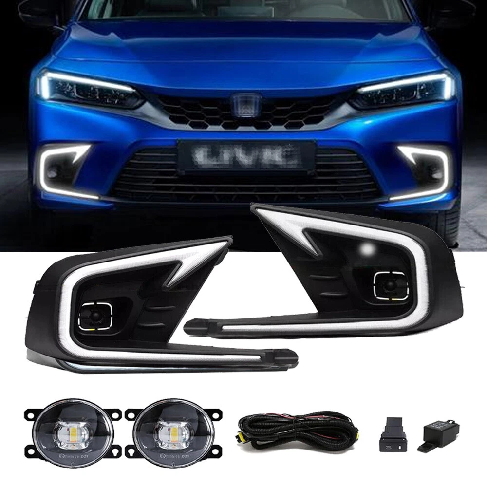 For 2022-2024 Honda Civic DRL LED Daytime Running Light Fog Light Kits Pair | eBay