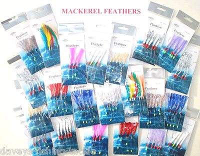 25 MIXED MACKEREL RIGS SIZE 1/0 & 3/0 HOOKS KAYAK SEA FISHING LURES COD ...