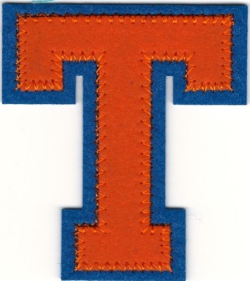 2 1/4" x 2 1/2" Orange Blue Block Letterman's Letter T Felt Patch | eBay