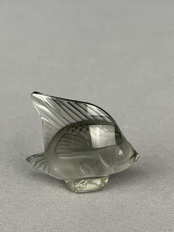 Rare Lalique Crystal Aquarium Sculpture 100 Fish w/Custom Display Table ...