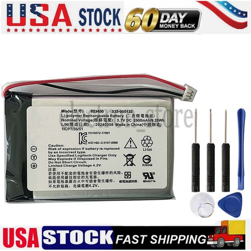 3.7V 2500mAh 533-000132 603450 Battery for Logitech G933 G533 | eBay