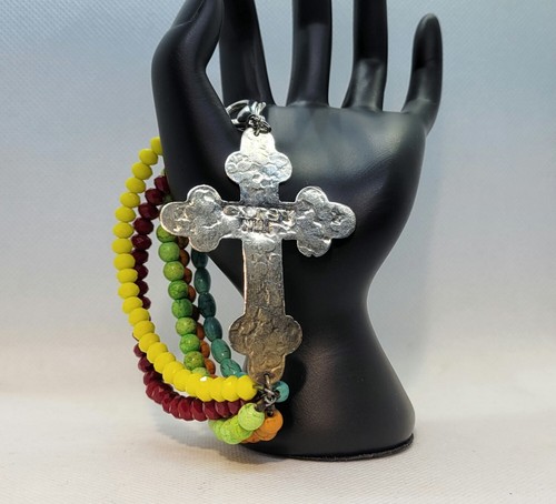 Gypsy Soule Handmade hammered Silver Cross with Semi precious stones | eBay