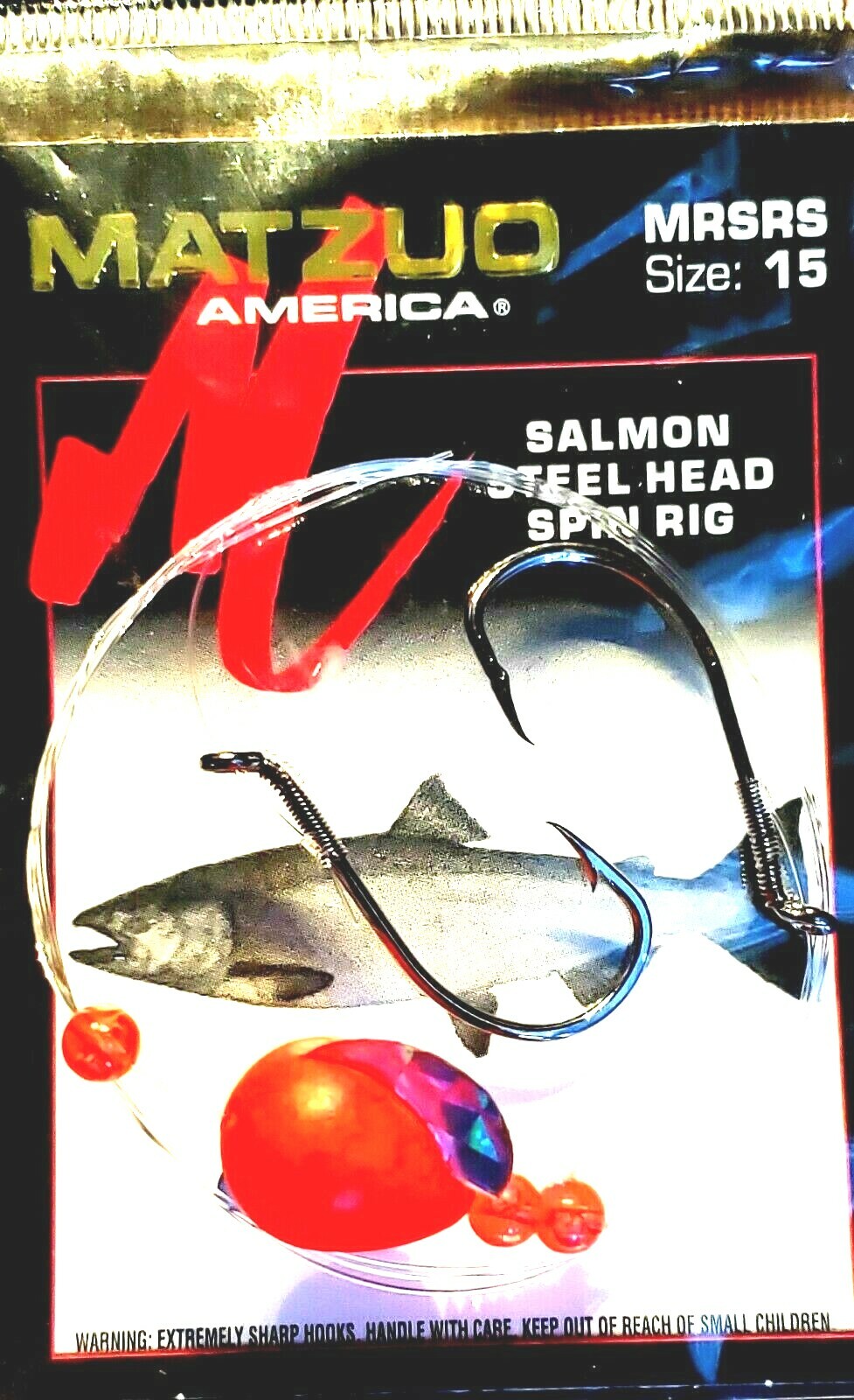 🐟 Matzuo Salmon Steelhead Spin Rig ( MRSRS-15 ) Size 2/0 Hot Orange ...