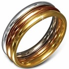 Stainless Steel Three Gold-Tone Stacking Polished Ring Band Set, 3 mm ...