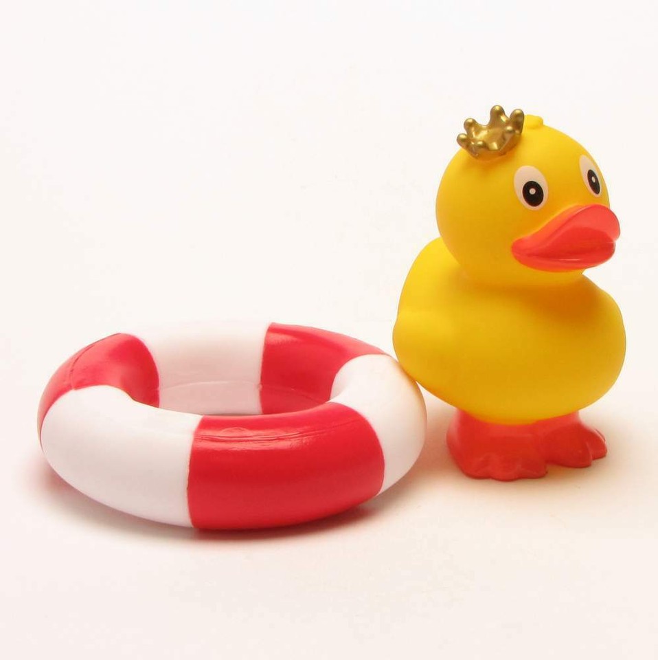 Rubber Duck Bath Duck Duck standing - princess - in swimming ring ...