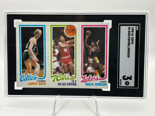 1980-81 Topps Larry Bird Magic Johnson RC Rookie Card w/ Julius Erving ...