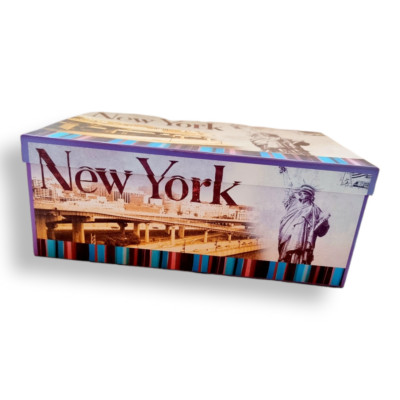 Medium, purple and blue, New York themed storage box 32.5cm x 23.5cm x ...