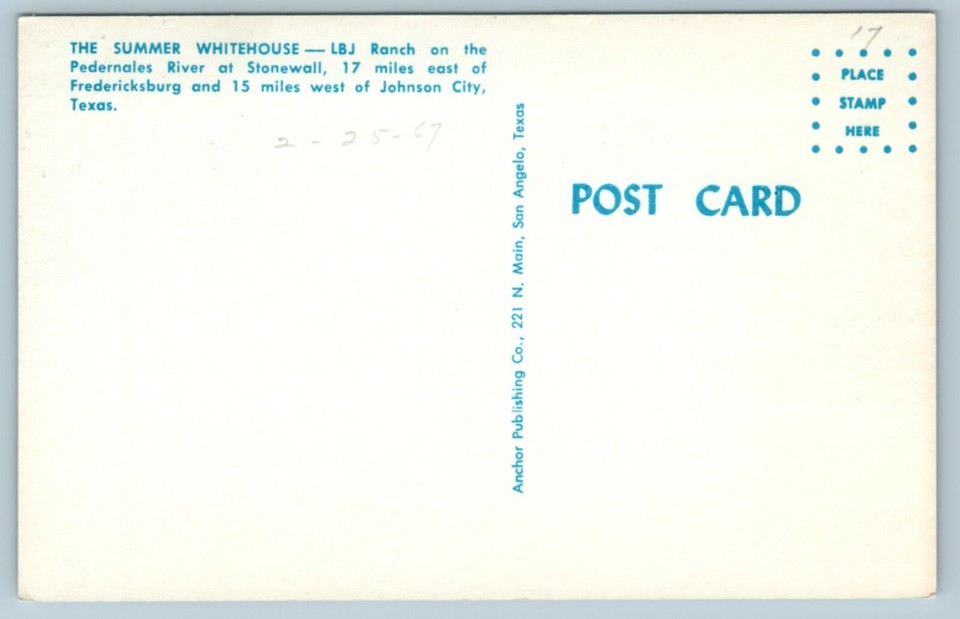 Postcard TX Summer Whitehouse LBJ Ranch Pedernales River Stonewall ...