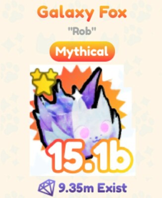 Galaxy Fox Mythical Pet Simulator Sim X for Roblox - PSX Sim | eBay
