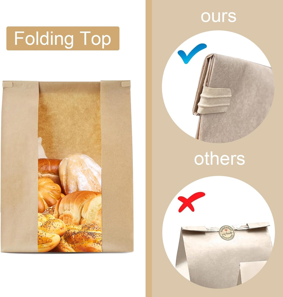 30Pcs Paper Bread Bags with Window - Paper Sourdough Bread Bags with ...