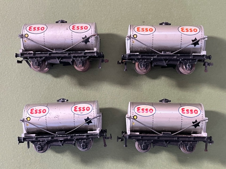 Hornby Dublo 3 rail 4 x Esso Silver tank wagons in good used condition ...