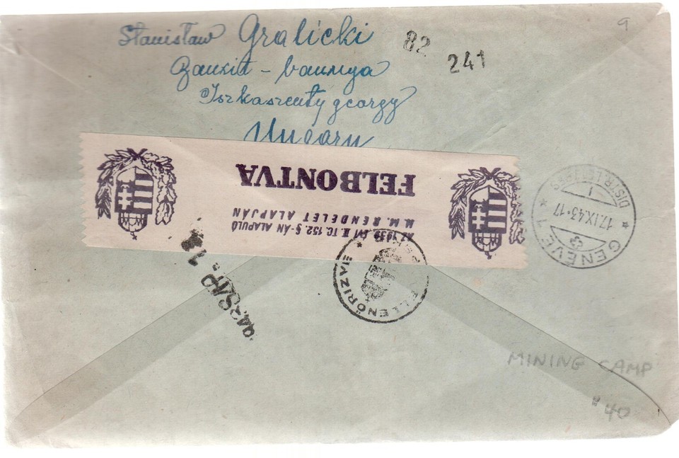 1943 Varpalota Hungary Censored Prisoner of War POW CampTabor Cover to ...