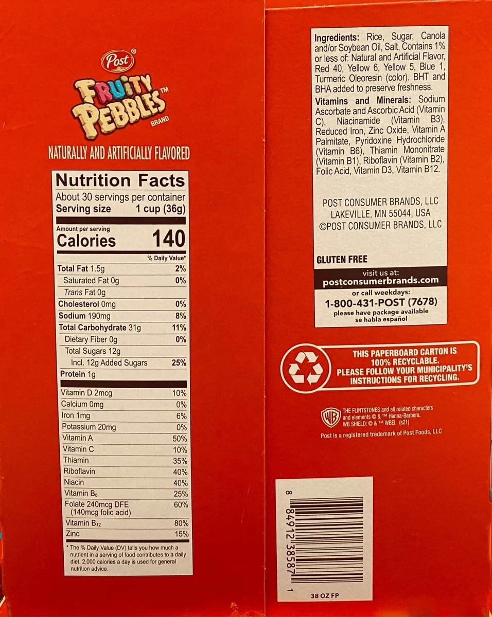 Fruity Pebbles Cereal Nutrition Facts