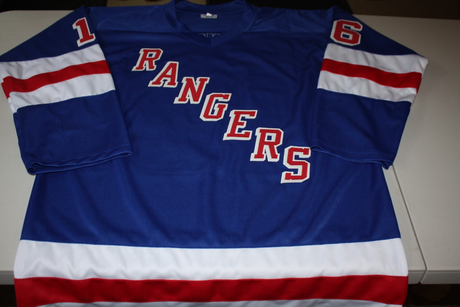 NY RANGERS PAT LAFONTAINE Sewn Stitched Autographed Custom BLUE JERSEY ...