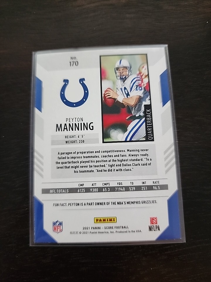 2021 Score Peyton Manning Indianapolis Colts #170 | eBay