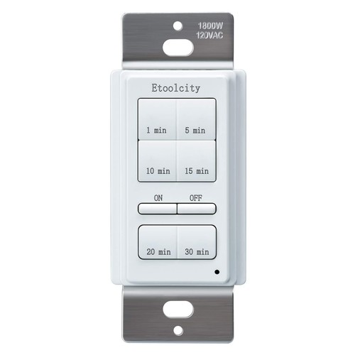 Countdown Timer Switch Bathroom Fan Timer 1-5-10-15-20-30 Min Preset in ...