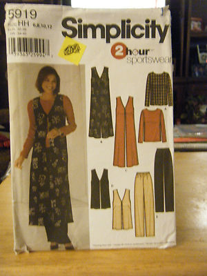 Simplicity 5919 Misses Top, Jumper, Vests & Pants Pattern - Size 6/8/10 ...