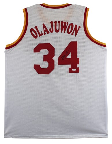 Hakeem Olajuwon Authentic Signed White Pro Style Jersey Autographed JSA ...
