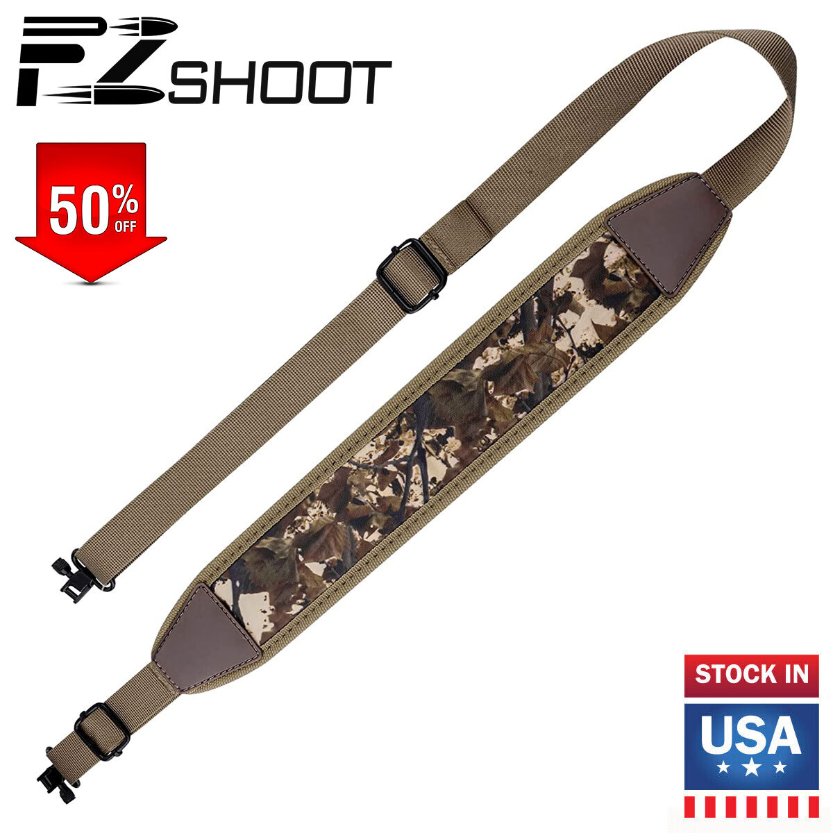 Hunting Two Point Rifle Gun Sling w/ Swivels & Shoulder Padded ...