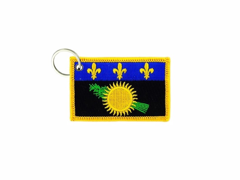 Keychain keyring embroidered embroidery patch double sided flag guadeloupe | eBay