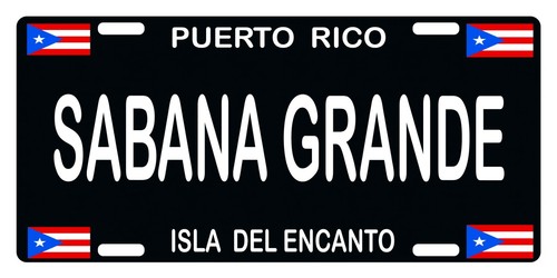 Puerto Rico Flag SABANA GRANDE LICENSE PLATE CAR Boricua Black Emblem ...