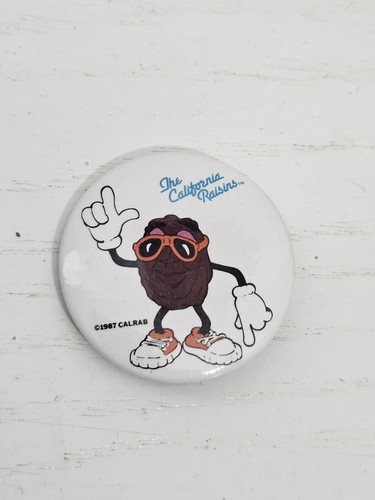 The California Raisins Vintage Button Pin Dancing Raisin Pinback White ...