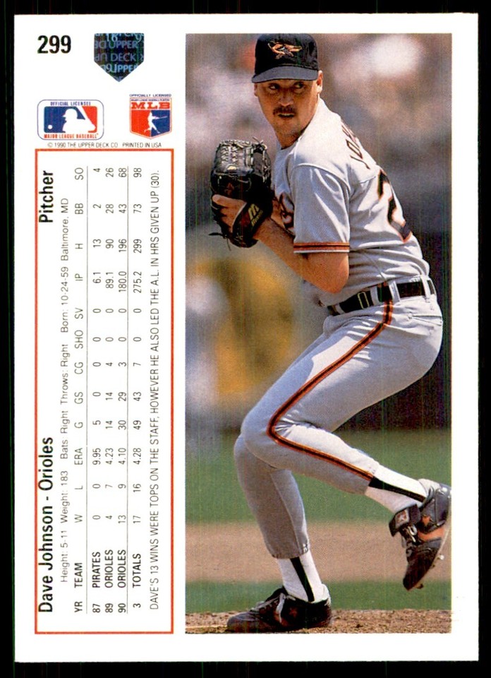1991 Upper Deck Dave Johnson Baseball Cards #299 | eBay