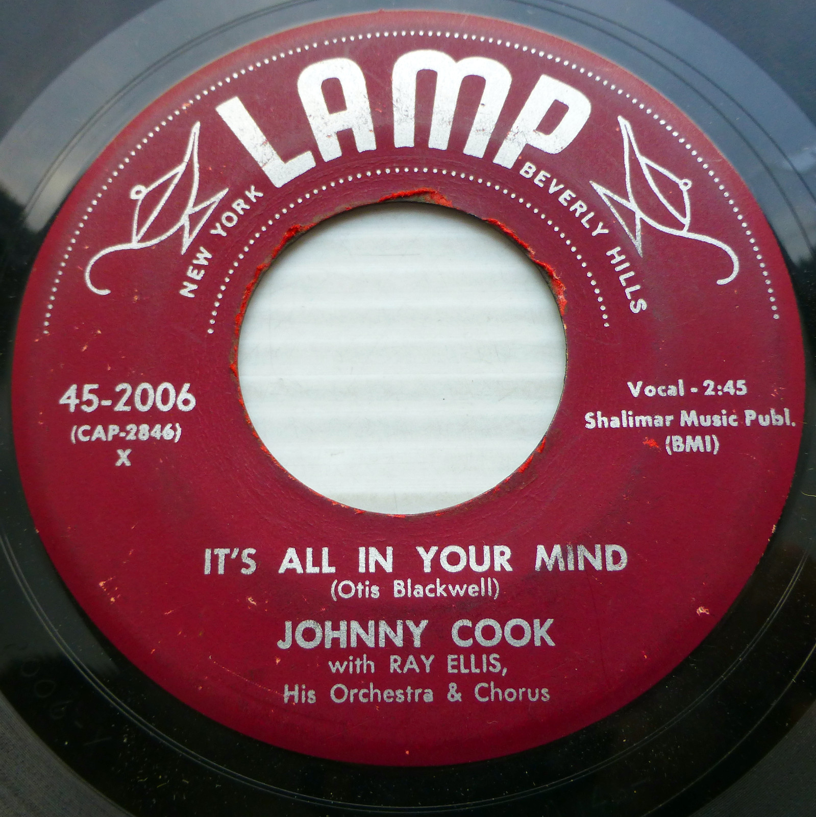 JOHNNY COOK r&b strong vg 45 IT'S ALL IN YOUR MIND b/w MY DEAR MY ...