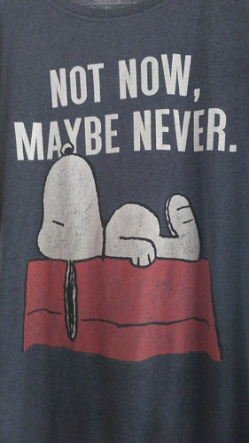 Peanuts Snoopy “Not Now. Maybe Never.” T-Shirt – Size Large – Blue | eBay