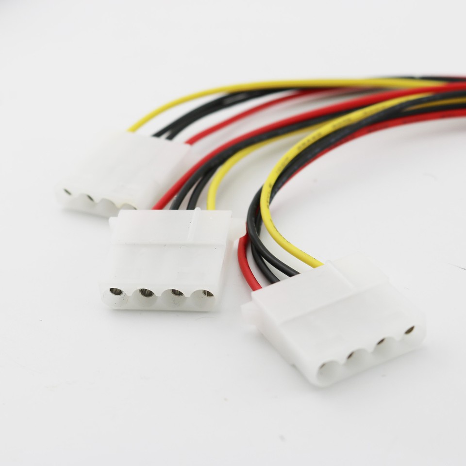 1pc 4 Pin Molex Male to 3 Port Molex IDE Female Power Adapter Cable ...