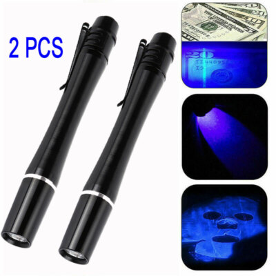 2pc UV Ultra Violet LED Flashlight Torch Blue Purple Light 395nm ...