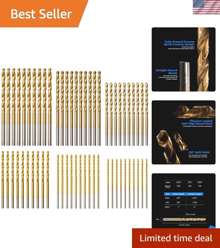 Durable 60-Pc High-Speed Steel Drill Bit Set for Household and Repair ...