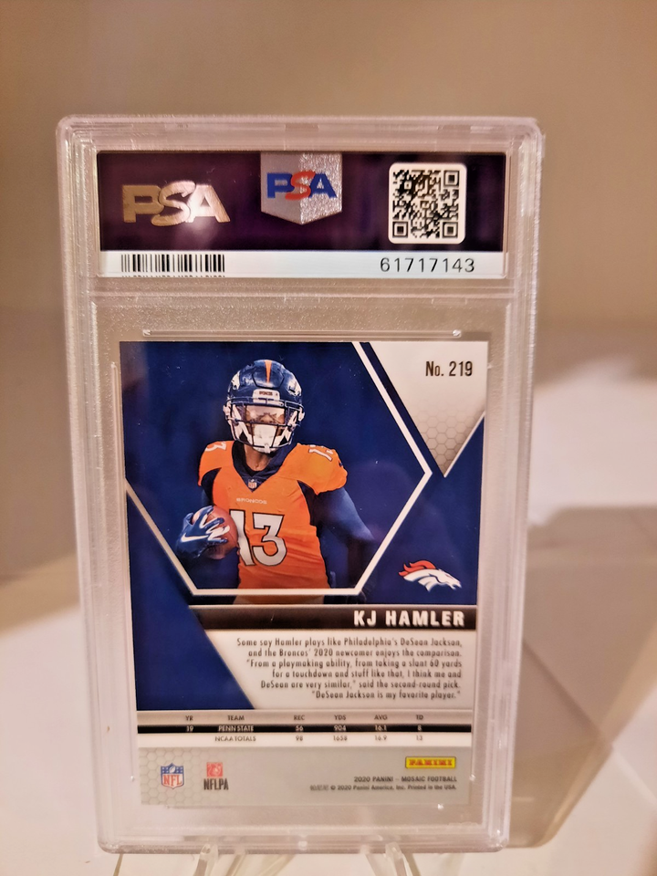 2020 Mosaic Denver Broncos KJ HAMLER RC ROOKIE Football Card PSA 10 GEM ...