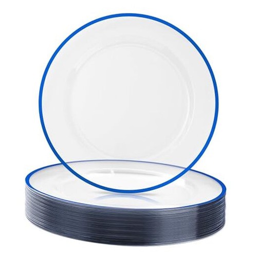 12 Inch Disposable Charger Plates, 50 Pack Plastic Clear Plates with ...