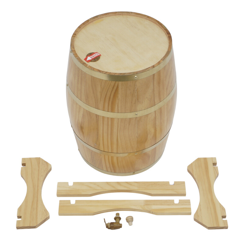 20L Oak Wine Barrel Steel Hoop Whiskey Wine Beer Wood Barrel Storage ...