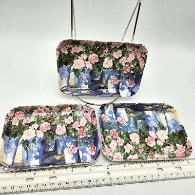 Rose Flowers Melamine Mini Trays Lot 3 R2S Italy Vase Garden 5.5" x 4 ...