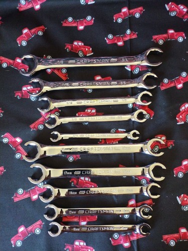 Craftsman 10 pcs Full Polish SAE/Metric Line/Flare Nut Wrench Set NEW ...
