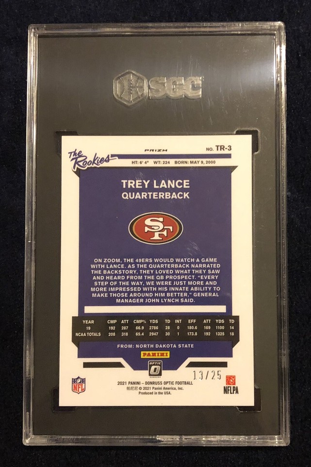 2021 Donruss Optic Trey Lance The Rookies Black Pandora Prizm RC #d /25 ...